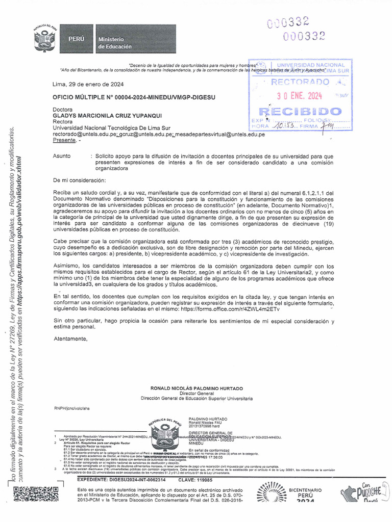 Carta de Invitacion A Ser Rector | PDF