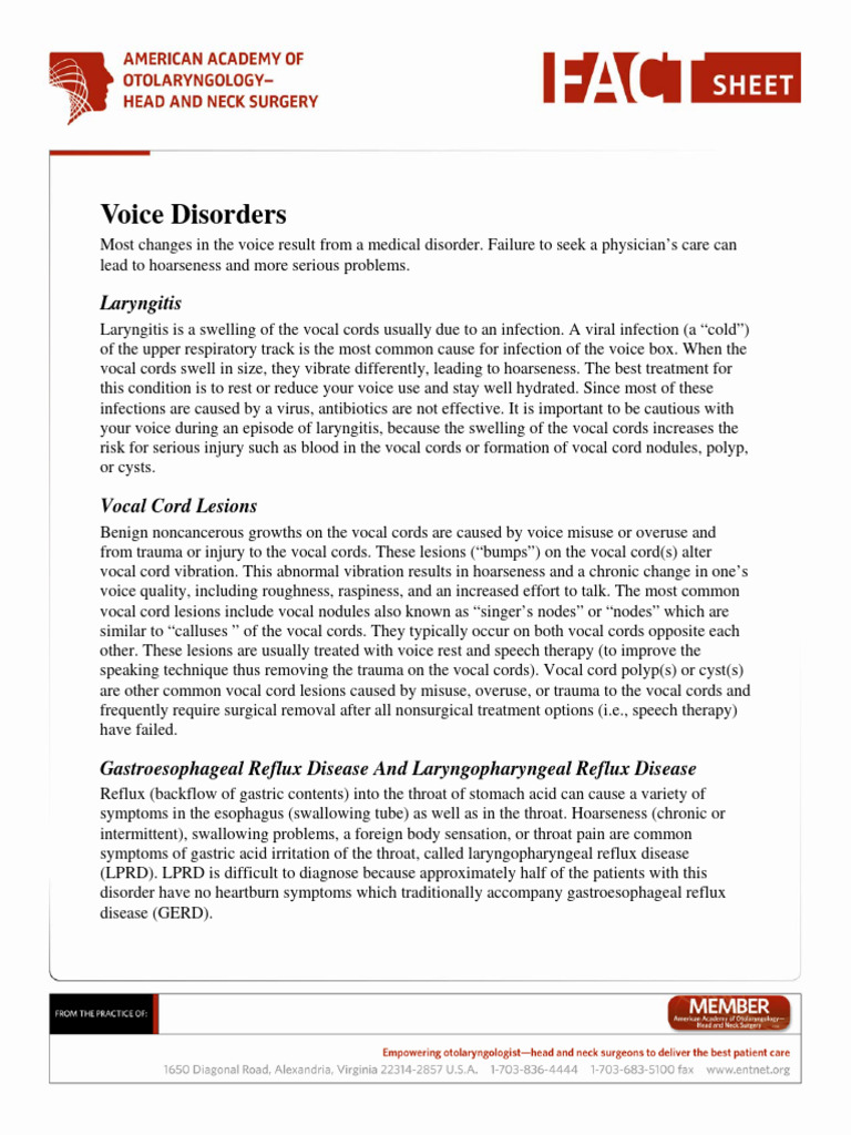 Voice Disorders | PDF | Gastroesophageal Reflux Disease | Human Voice