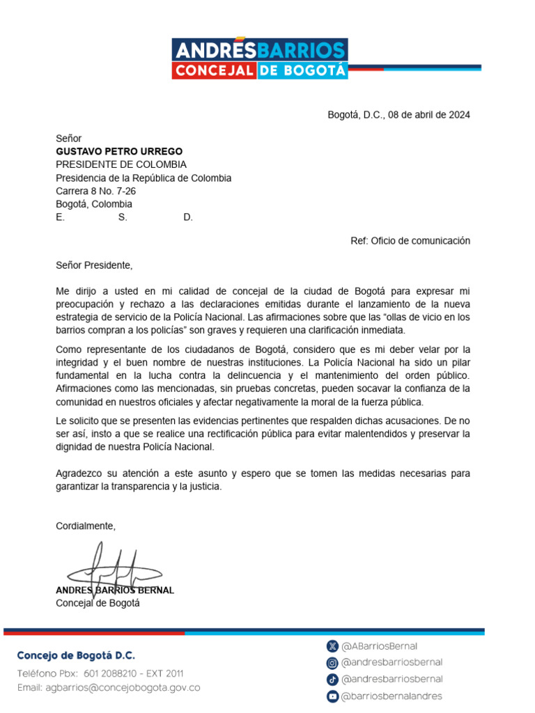 Carta A Petro | PDF | Política | Derecho