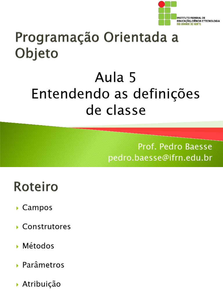 Aula 05 Entendendo As Definicoes De Classe Download Grátis Pdf Método Programação De