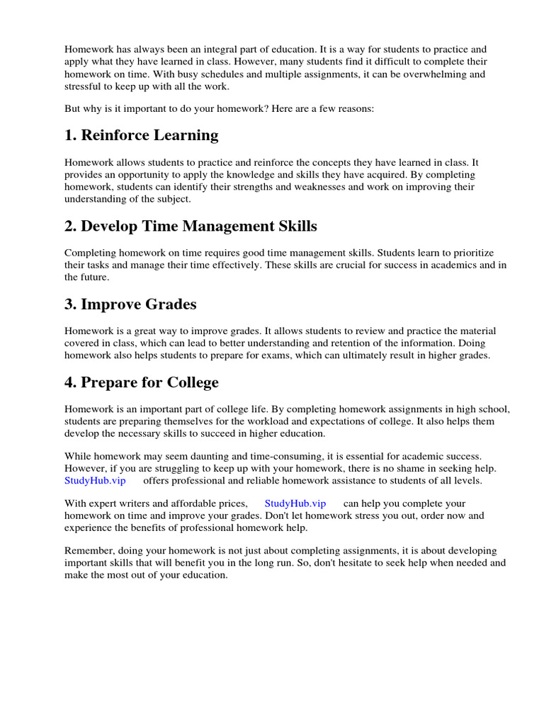 Importance of Doing Your Homework | PDF | Homework | Teachers