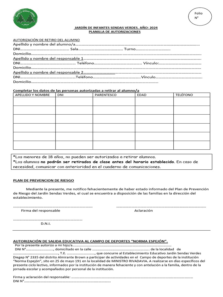 Planilla de Retiros y Fotos 2024 | PDF