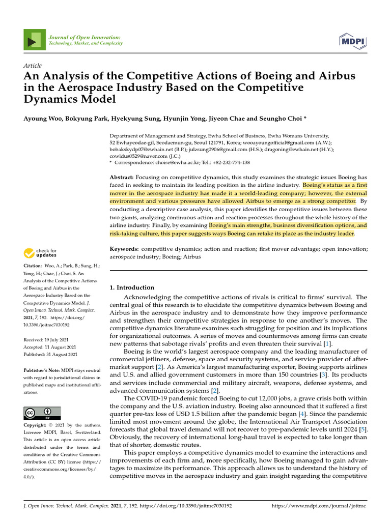 JOItmC 07 00192 | PDF | Innovation | Boeing