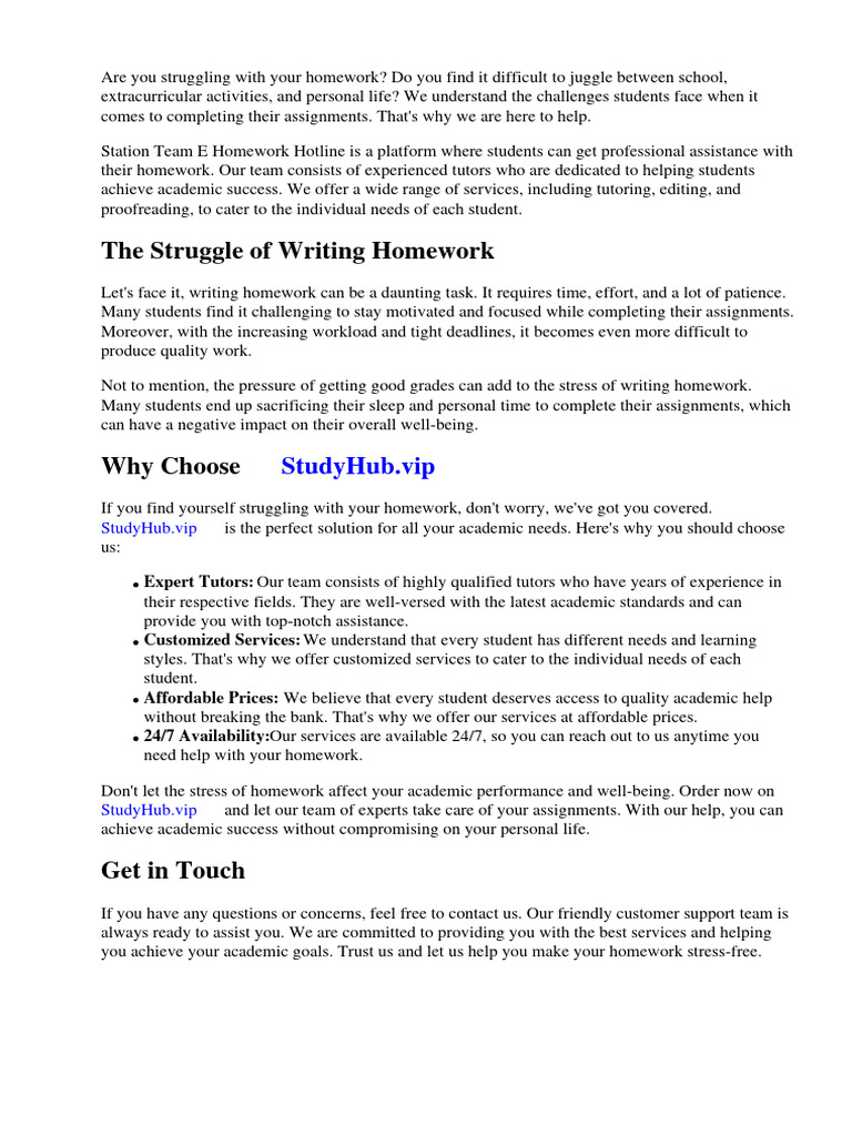 Station Team e Homework Hotline | PDF | Homework