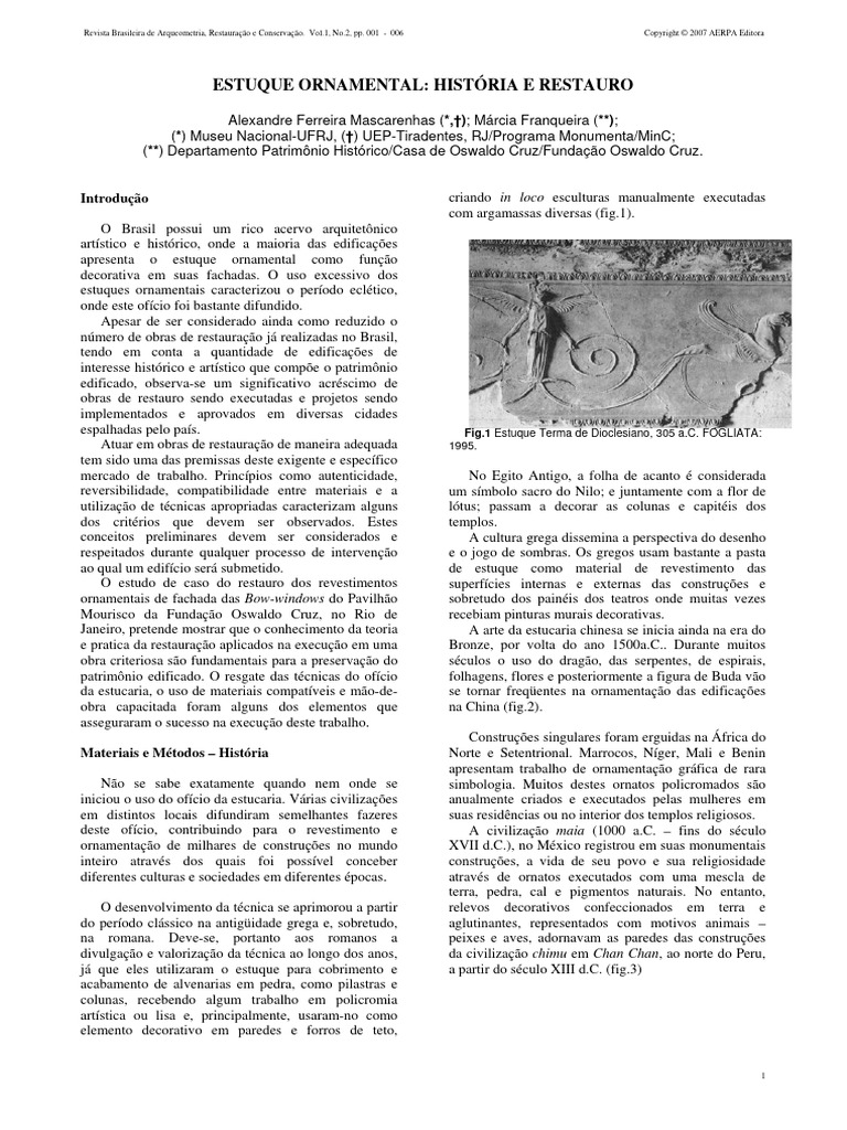 Estuque Ornamental - História e Restauro | PDF | Herança cultural ...
