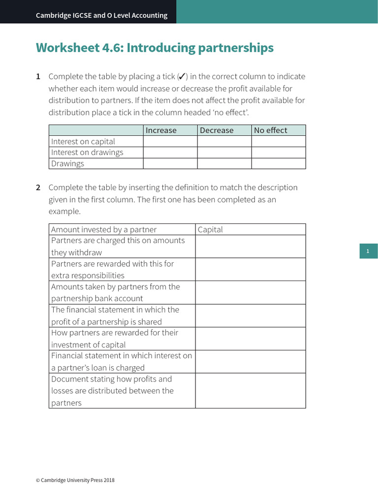 CH 19 - Cambridge Worksheet - 2 1025243176 | PDF | Partnership | Interest