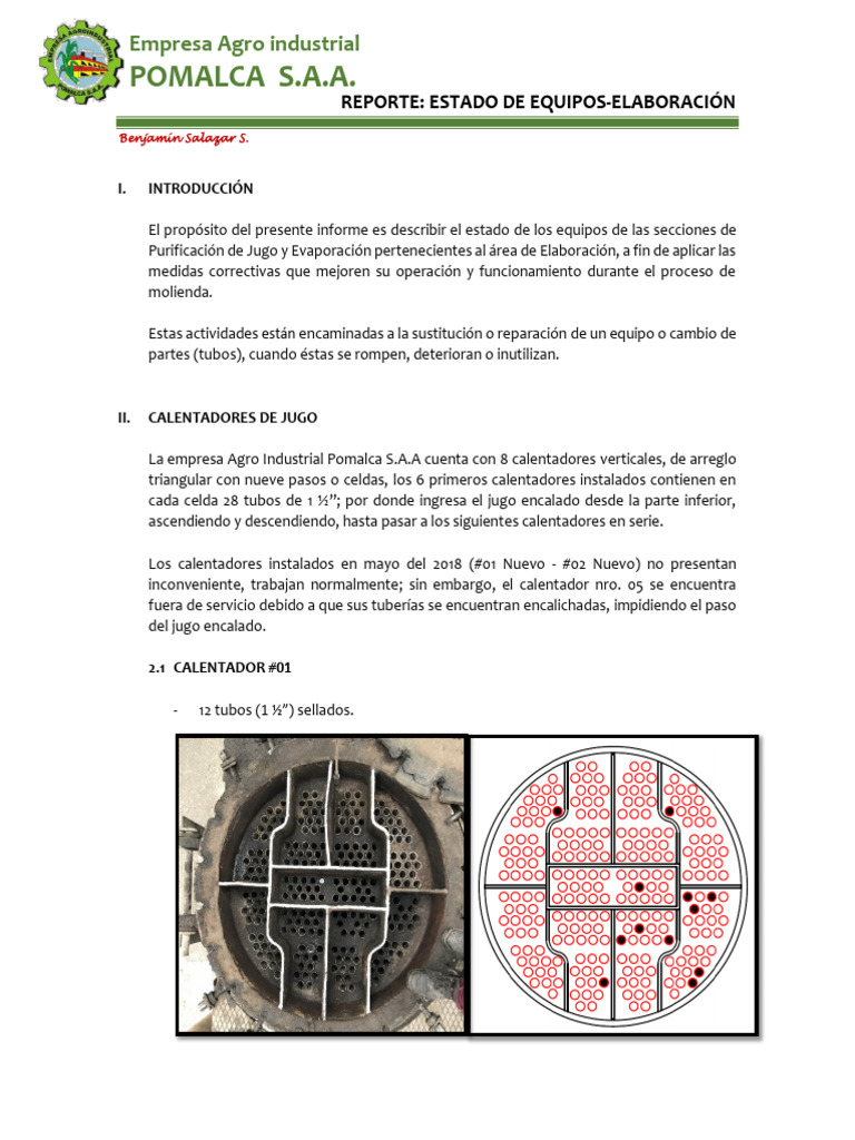 Estado de Equipos de Elaboración Pomalca | PDF | Hogar, jardinería y ...