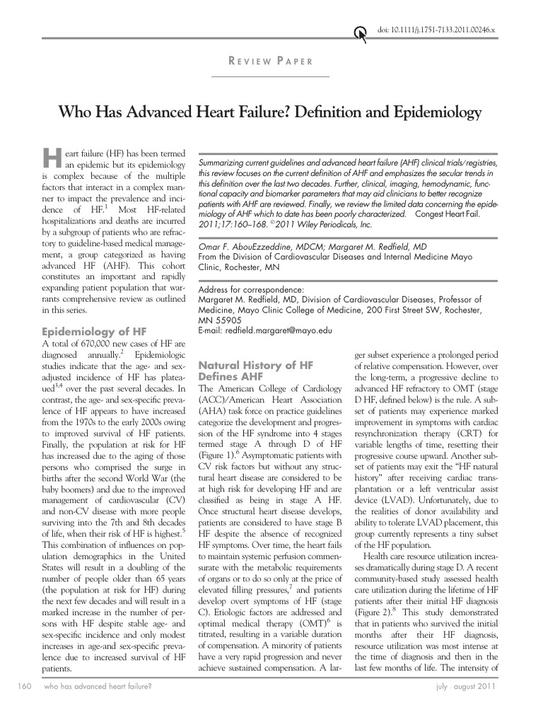 Advanced Heart Failure: Definition & Trends | PDF | Heart Failure ...