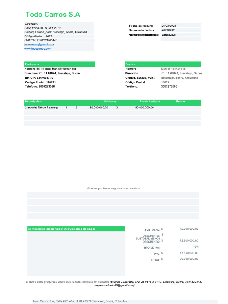 Factura de Vehiculo | PDF