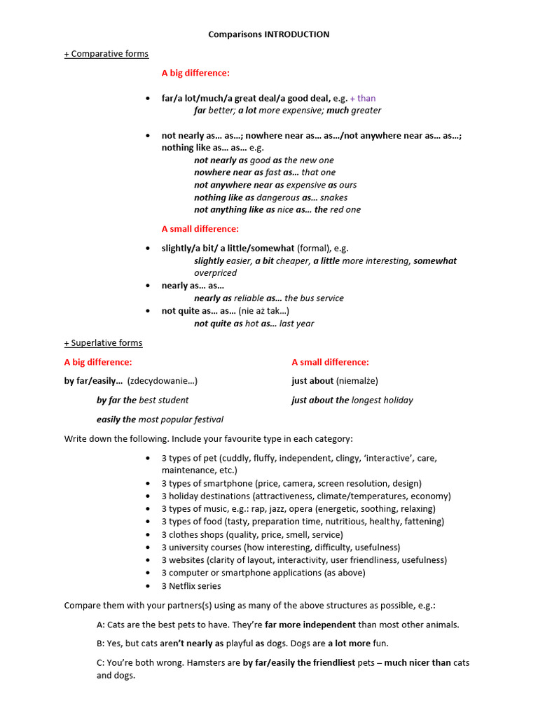 Comparisons Introduction | PDF