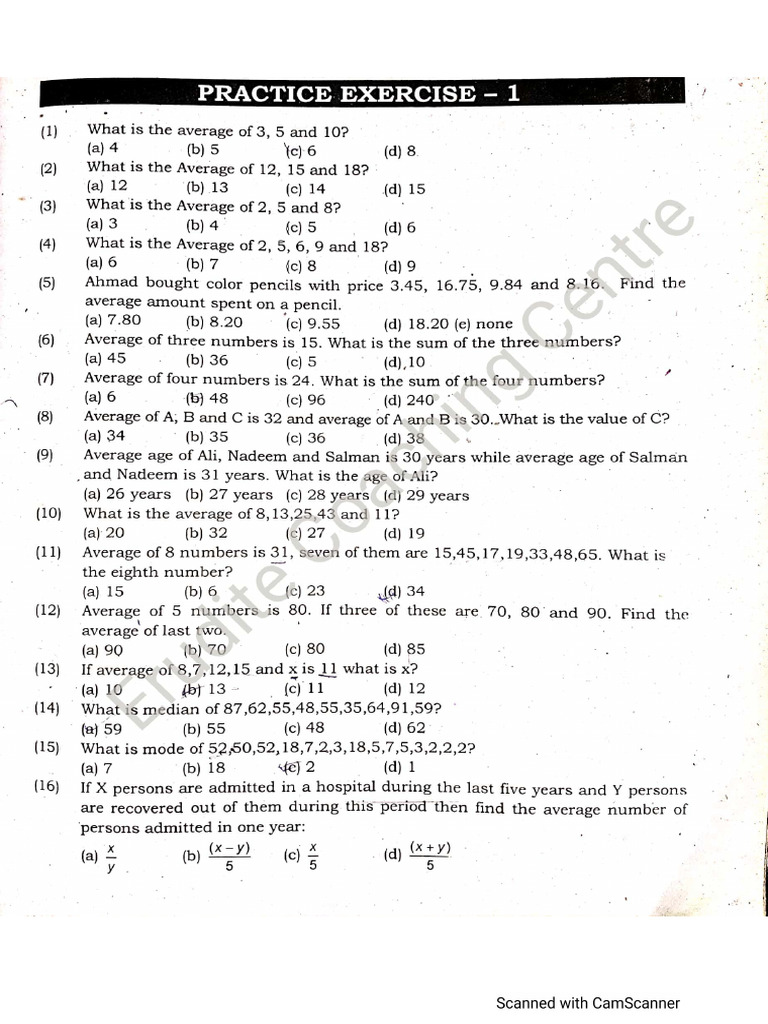 Average Practice 1 & 2 With Key - Mrvkparmar | PDF