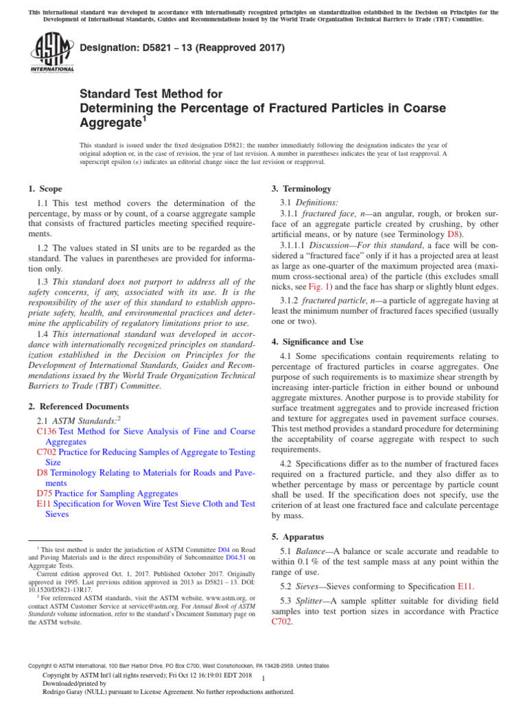 D5821.2104017-1 Caras Fracturadas en Agregados | PDF