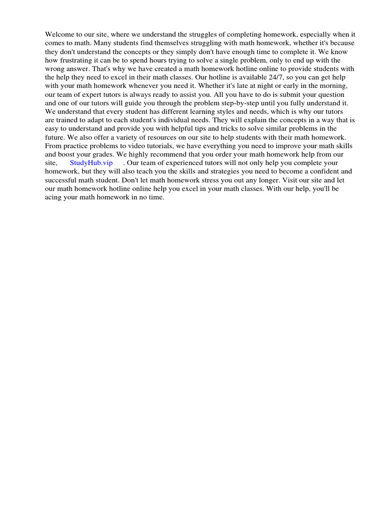 24/7 Math Homework Help Hotline | PDF | Homework | Science