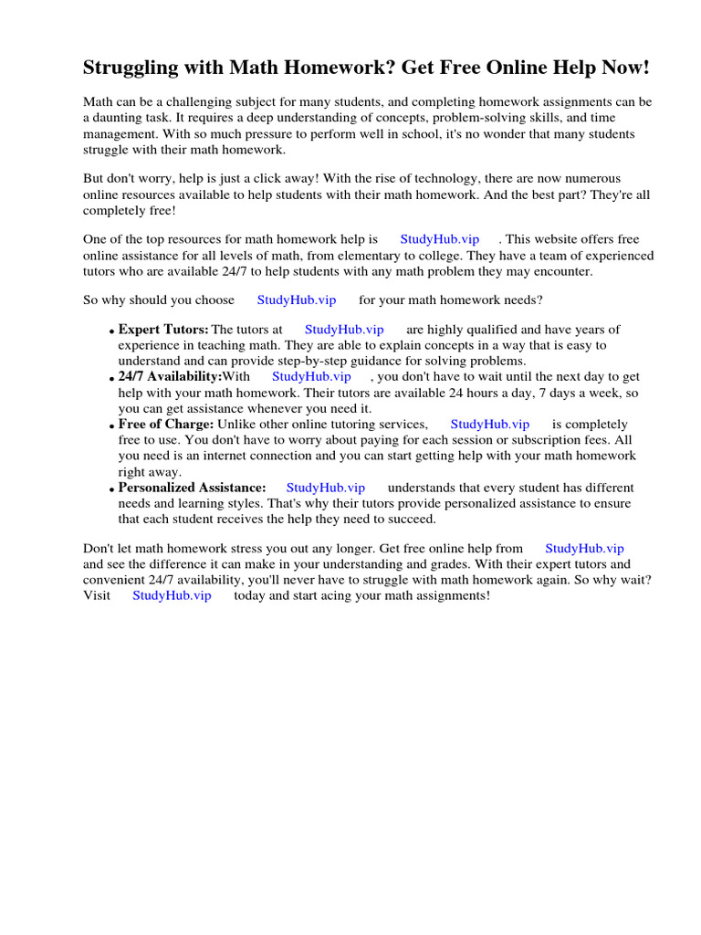 Help in Math Homework Online For Free | PDF | Homework | Mathematics