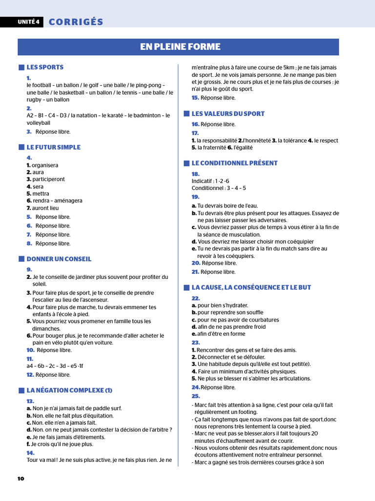 Unité 4 : Sports et Conseils Pratiques | PDF | Ouverture (échecs ...