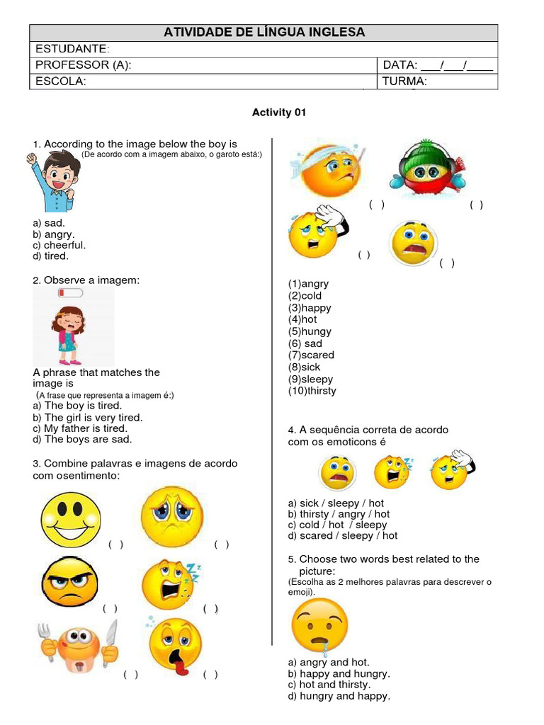 Activity 1 - 9 Anos - Imprimir para Os Estudantes | PDF | Vocabulary ... Activity 1 - 9 Anos - Imprimir para Os Estudantes | PDF | Vocabulary ...