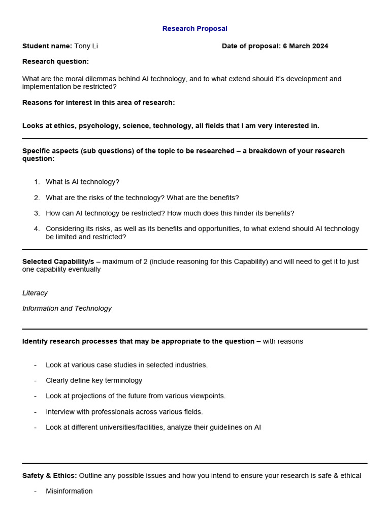 RP Proposal Template B | PDF | Artificial Intelligence | Intelligence ...