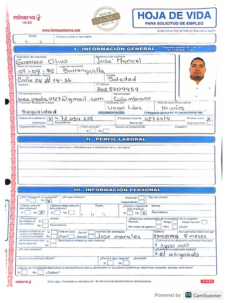 Hoja de Vida José Guerrero-1 | PDF