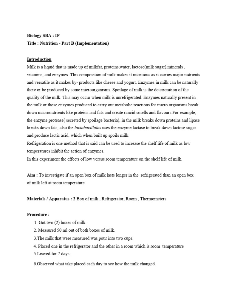 Bio SBA (P-D) The Investigative Project | PDF | Milk | Enzyme