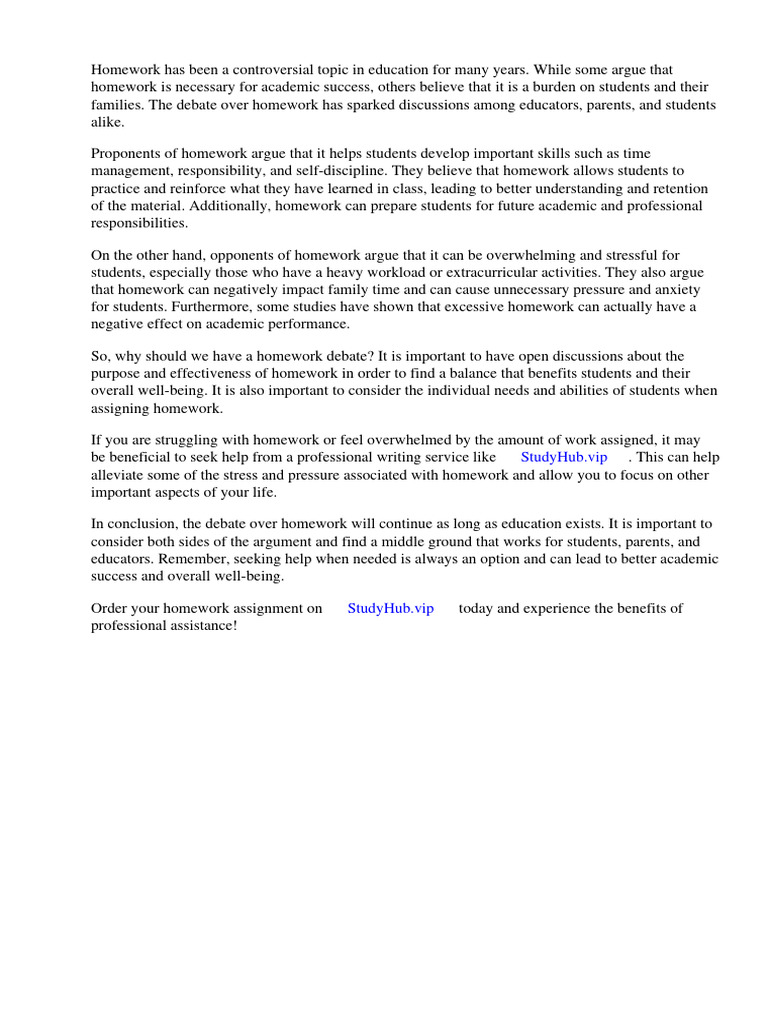 The Homework Debate: Pros and Cons | PDF | Homework | Teachers