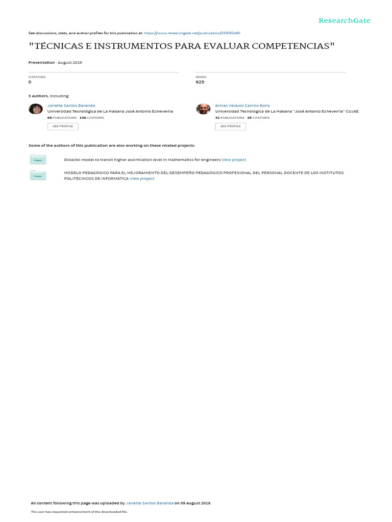 "Técnicas E Instrumentos para Evaluar Competencias": August 2019 | PDF ...