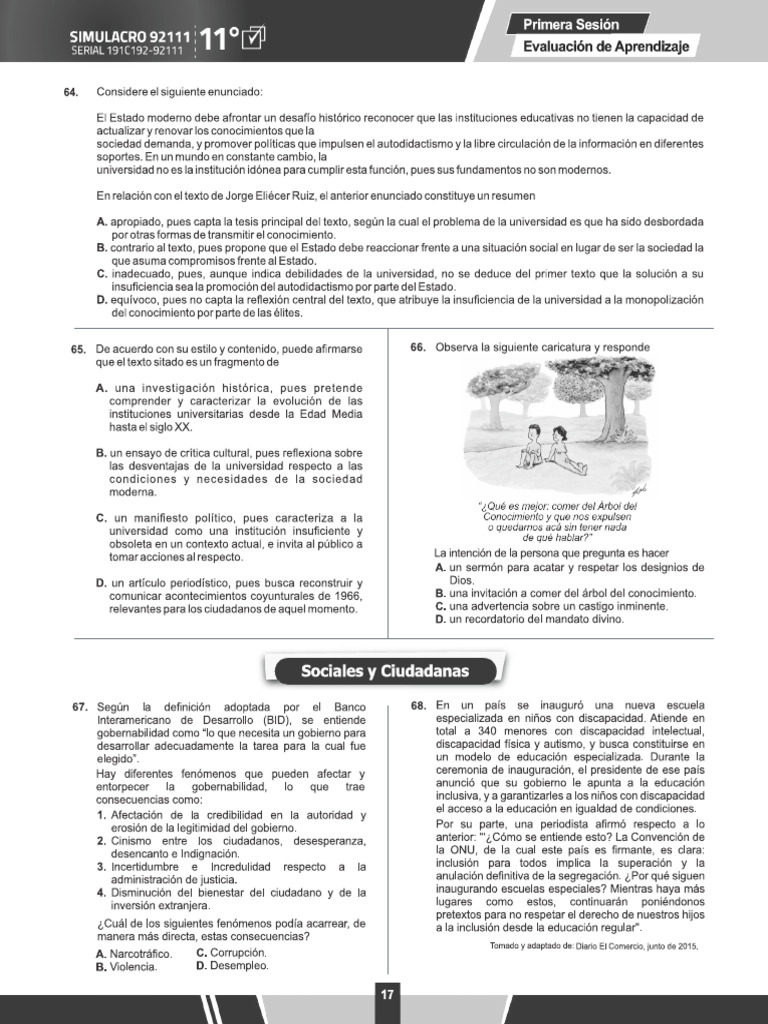 Prueba de estado- Ciencias Sociales | PDF