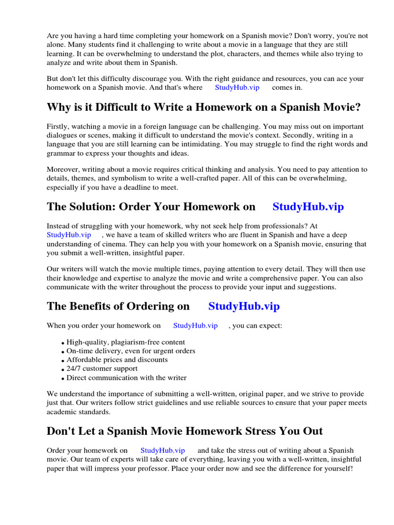 Homework Spanish Movie | PDF | Spanish Language | English Language