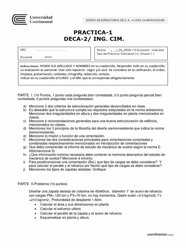 Practica 1-Deca2-Ing Cim-2024-10 B | PDF | Fundación (Ingeniería)
