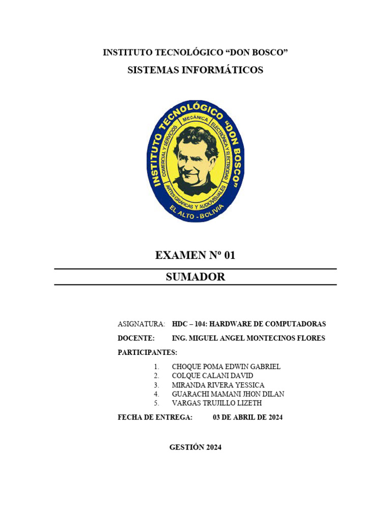 EXAMEN 01 GRUPO4 | PDF | Hardware de la computadora | Poco