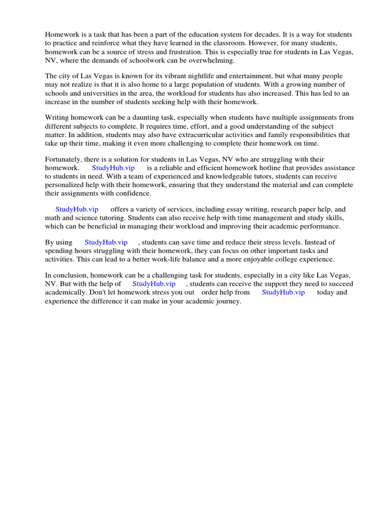 Homework Hotline Las Vegas NV | PDF | Homework | Teachers
