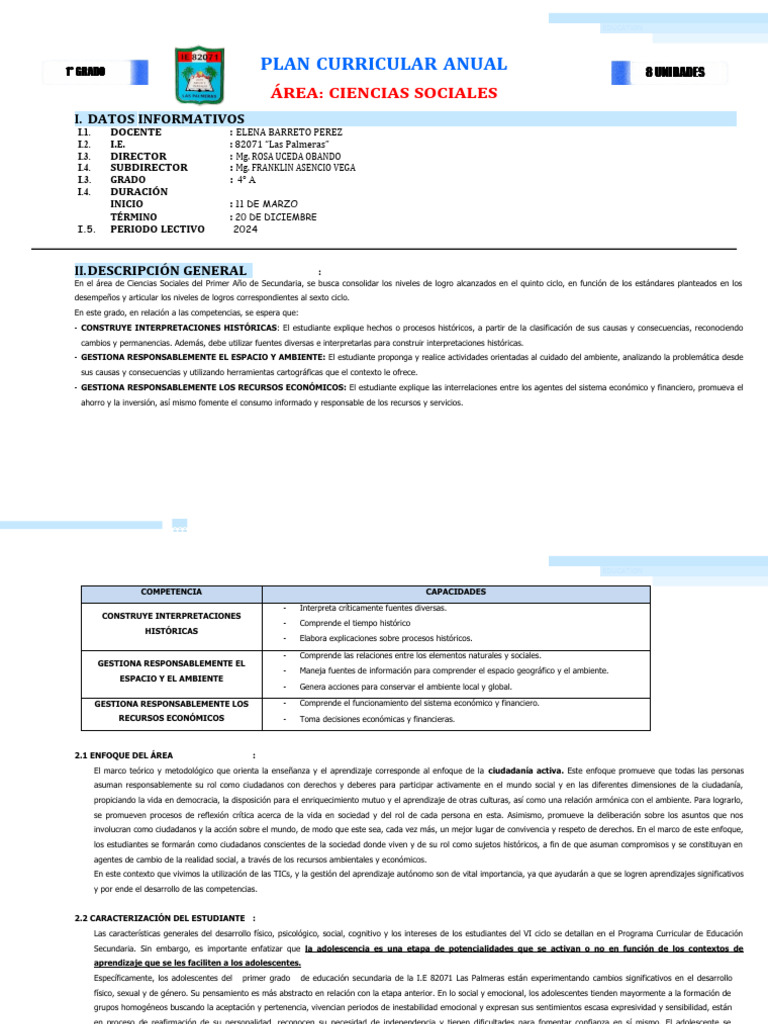 Programación Anual - 1° CCSS | PDF | Aprendizaje | Adolescencia