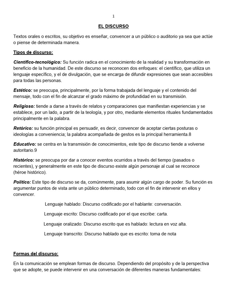 Estructura Del Discurso | PDF | Hablar en público | Enseñando
