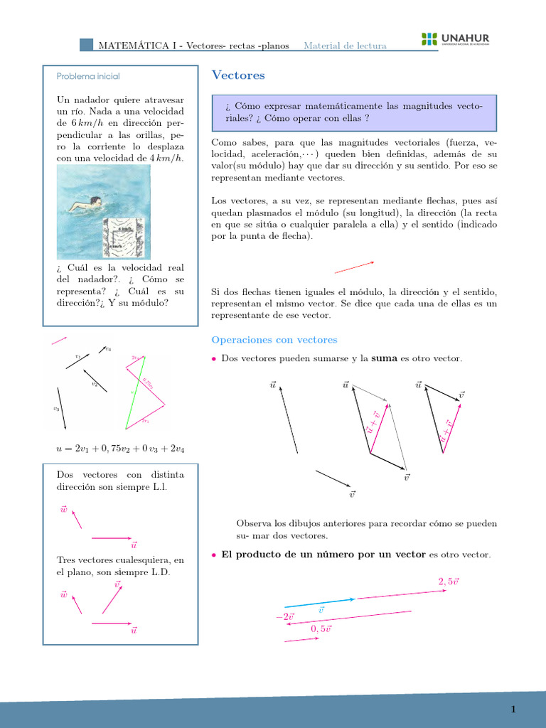 03 - Vectores Rectas Planos (Material de Lectura) | PDF | Vector Euclidiano | Ecuaciones