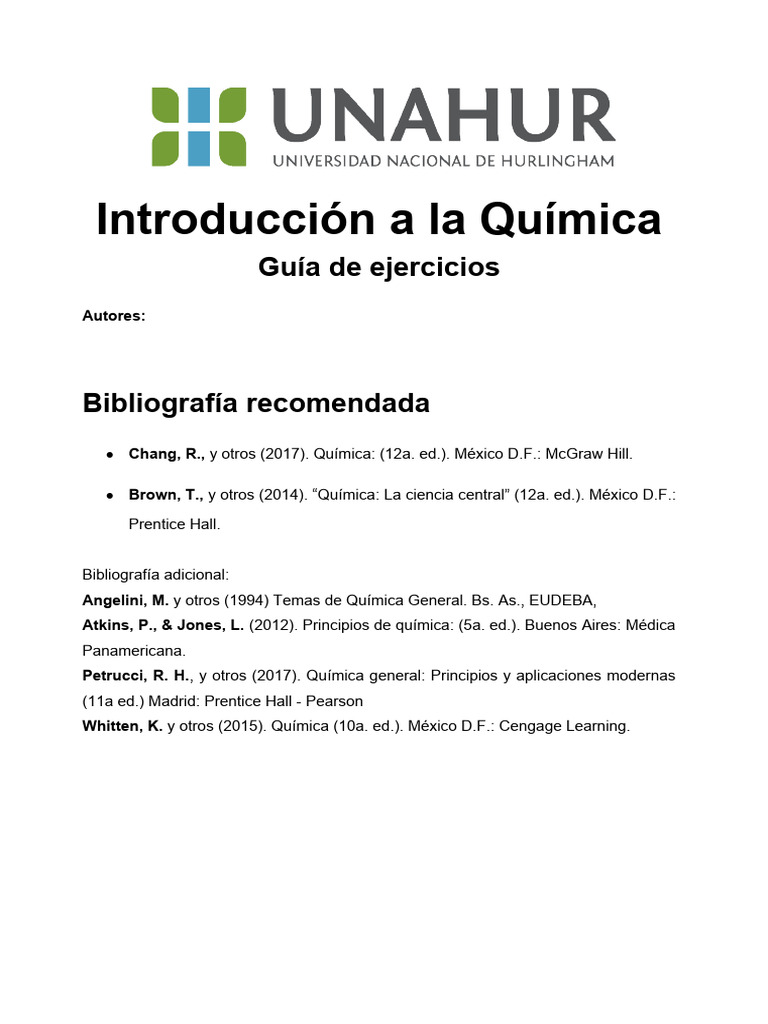 INT A LA QUIMICA - Guia de Ejercicios 2023 Completa Con Respuestas BORRADOR JM | PDF | Mezcla ...