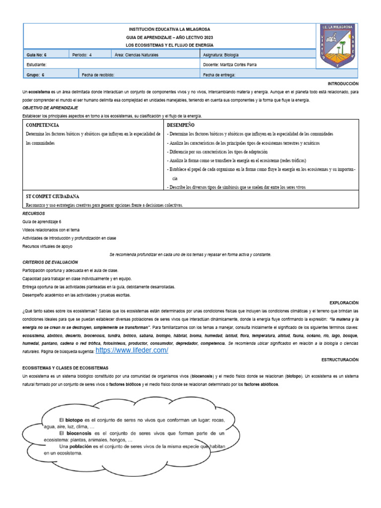 G de Ap 6 Ecosistemas y Redes Tróficas'23 Ielm | Descargar gratis PDF ... G de Ap 6 Ecosistemas y Redes Tróficas'23 Ielm | Descargar gratis PDF ...