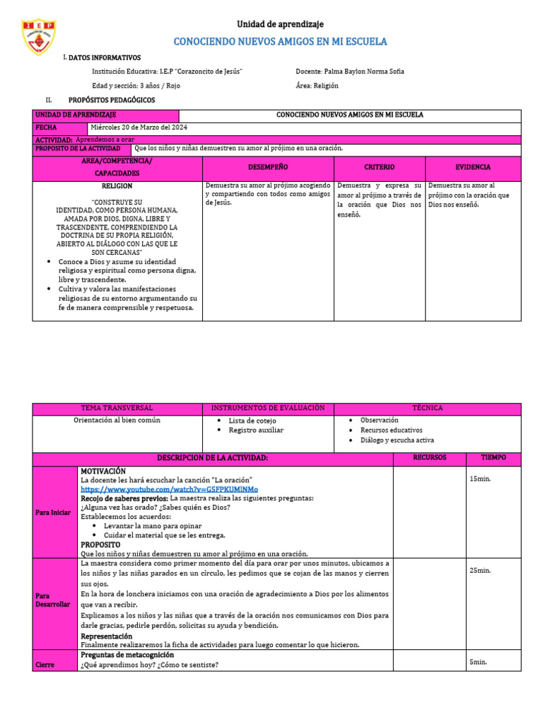 S2. Aprendemos A Orar - Religion | PDF | Oración | Amor