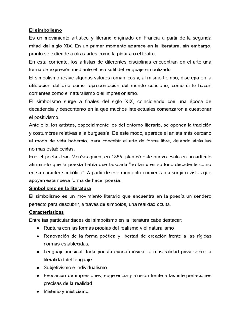 Simbolismo | PDF | Simbolismo (Artes) | Charles Baudelaire