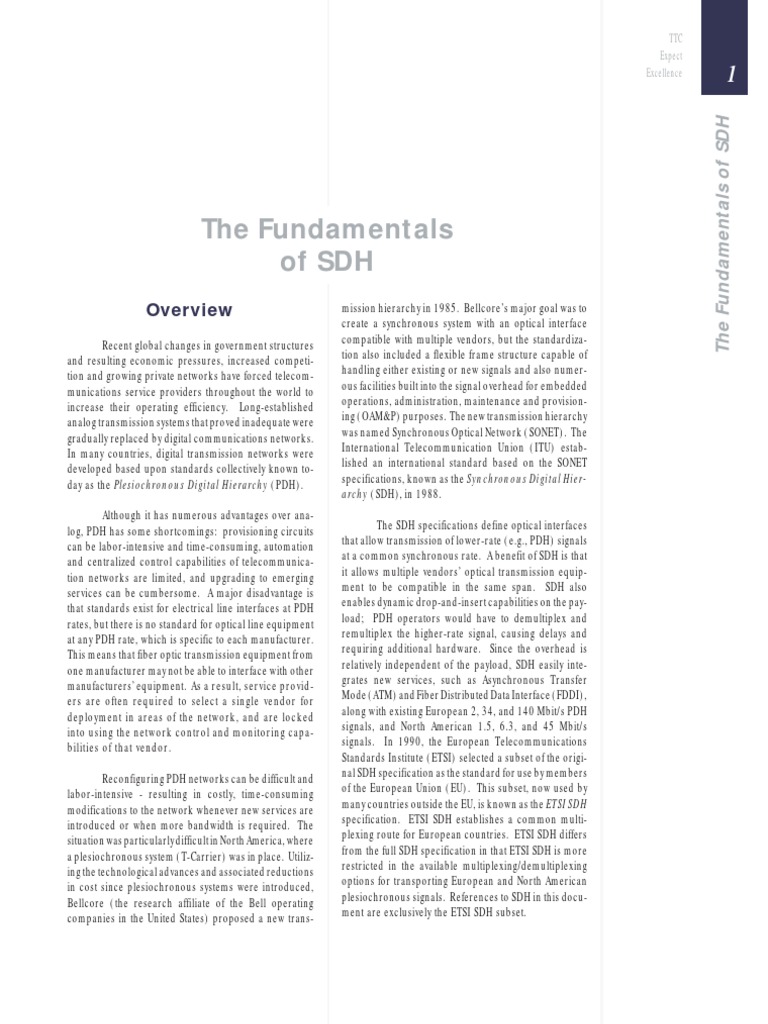 SDH Fundamentals | PDF | Media Technology | Telecommunications ...