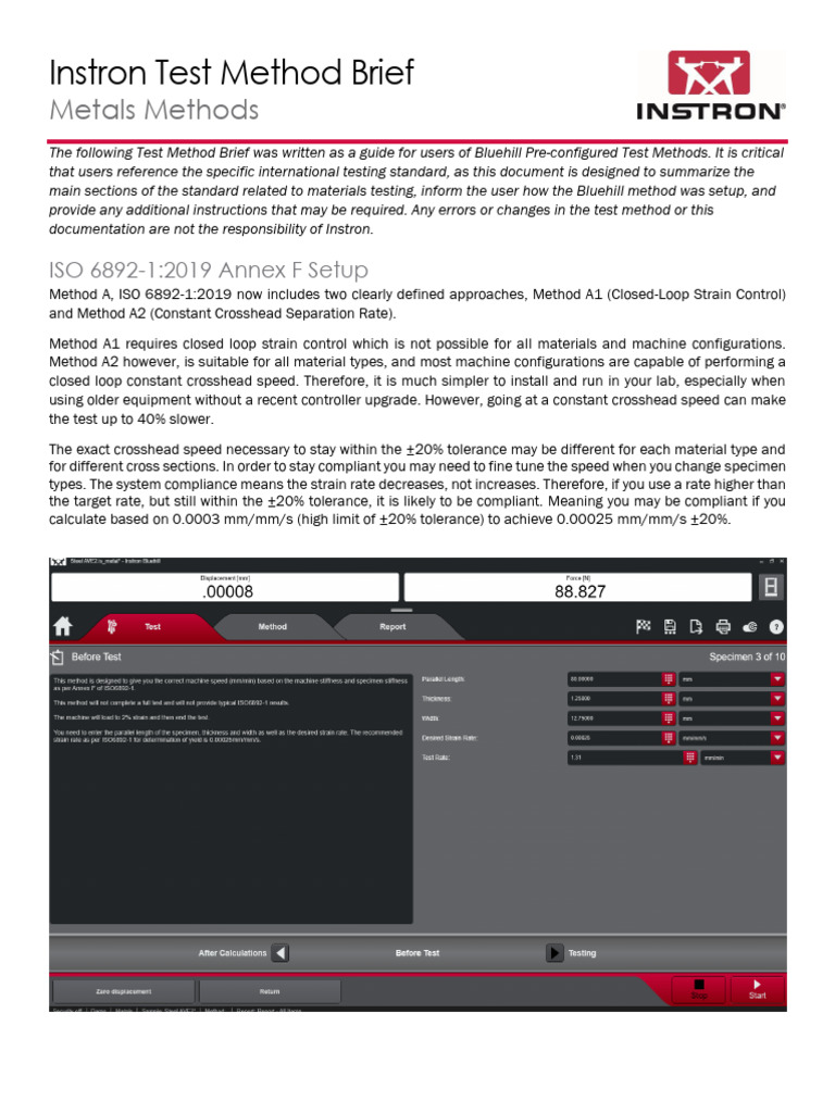 ISO 6892-1 (2019) (Annex F Setup) Test Method Brief | PDF | Deformation ...
