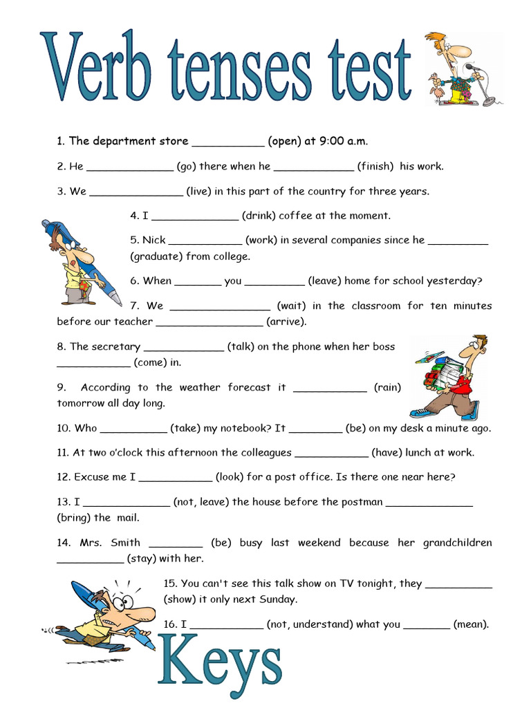 Verb Tenses Test | PDF | Career & Growth