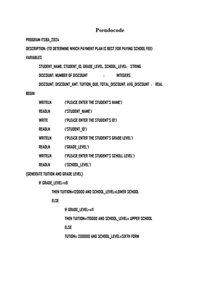 Task A- Pseudocode | PDF | Computer Programming | Education Economics