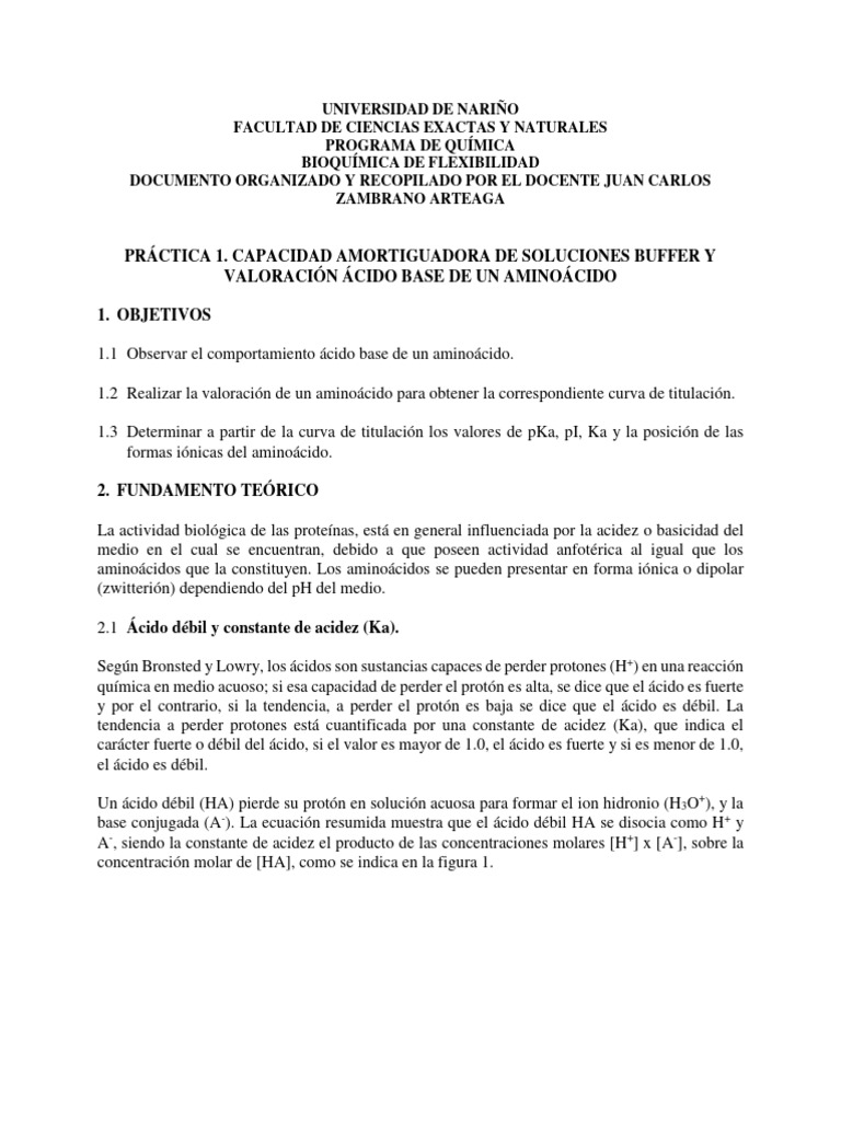 Practica 1. Capacidad Amortiguadora de Soluciones Buffer y Valoración Ácido Base de Un ...