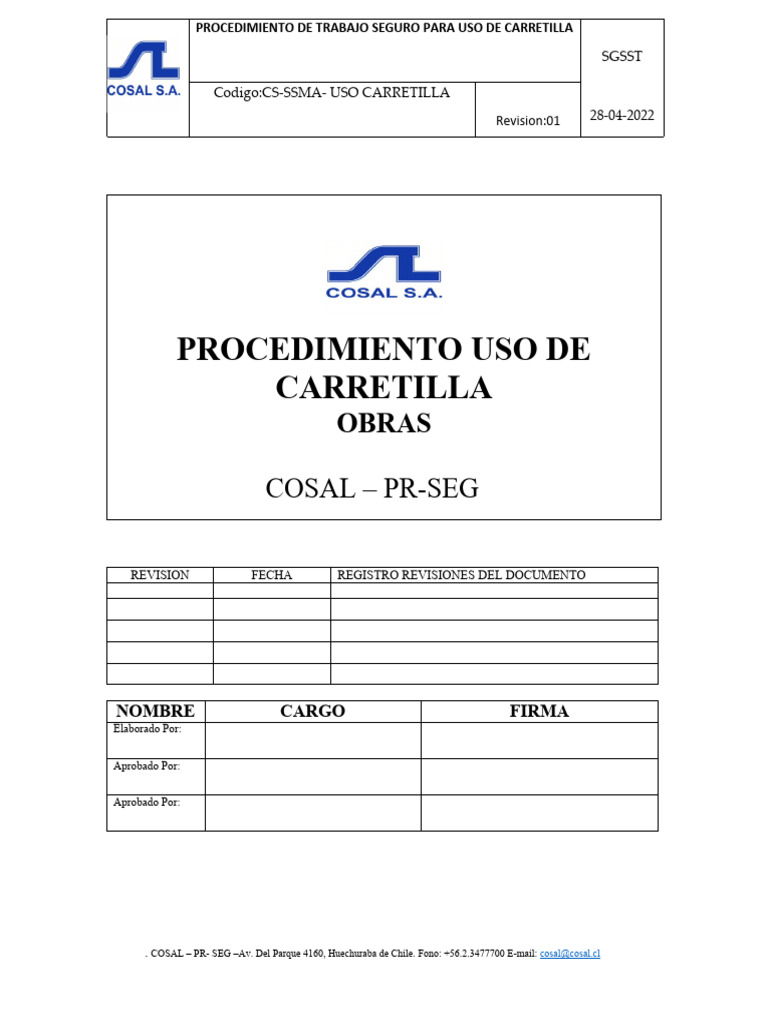 Uso Seguro de Carretillas en COSAL | PDF | Máquina elevadora ...