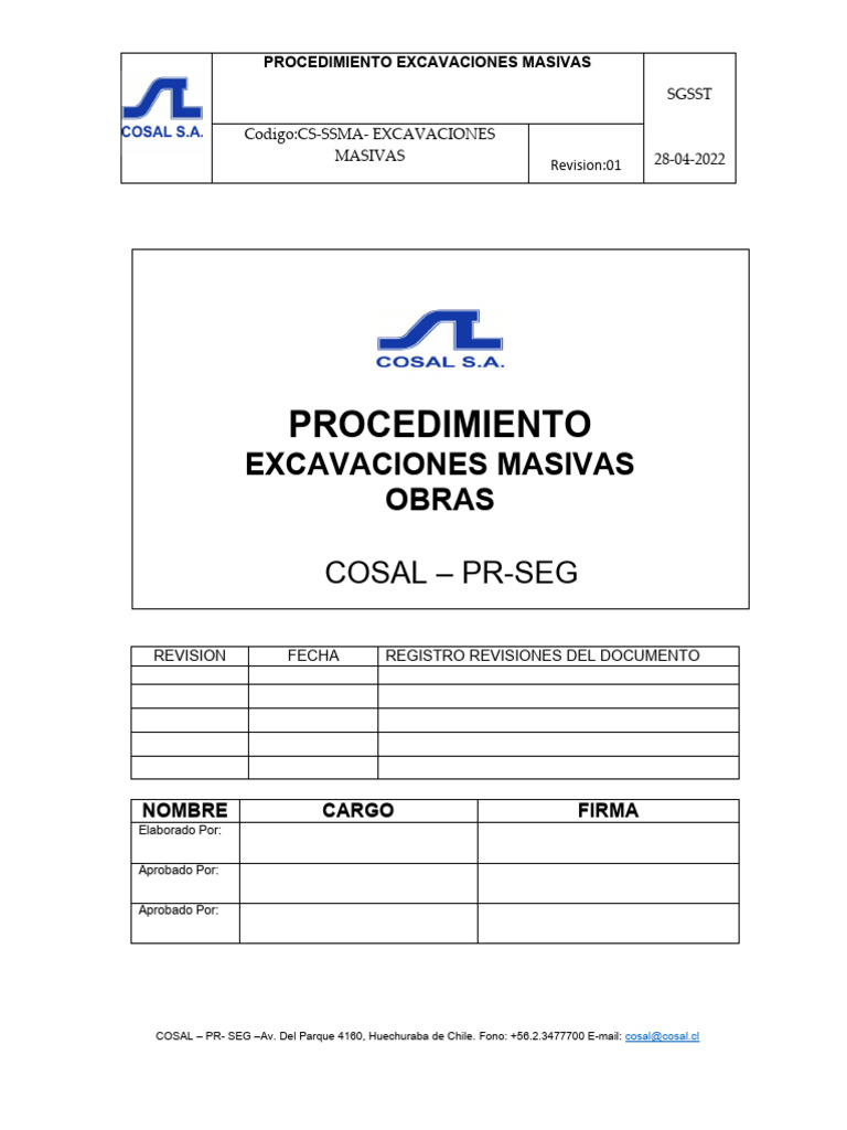 Pts - Excavación General Cosal | PDF | Suelo | Mecánica de suelos
