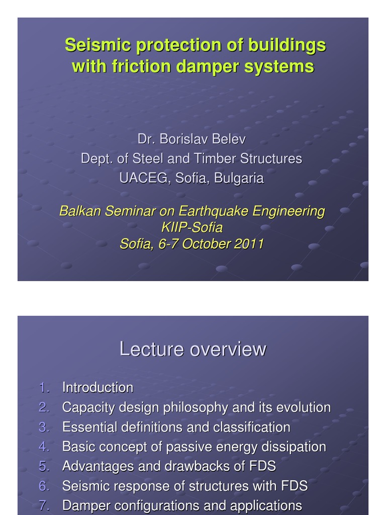 Seismic Protection of Buildings With Friction Damper Systems | PDF ...