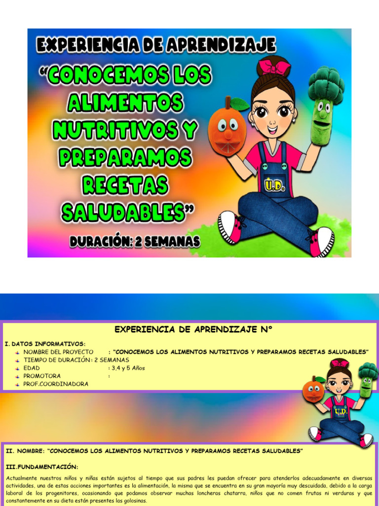 Proyecto - 1ra Semana - "Conocemos Los Alimentos Nutritivos y Preparamos Recetas Saludables ...