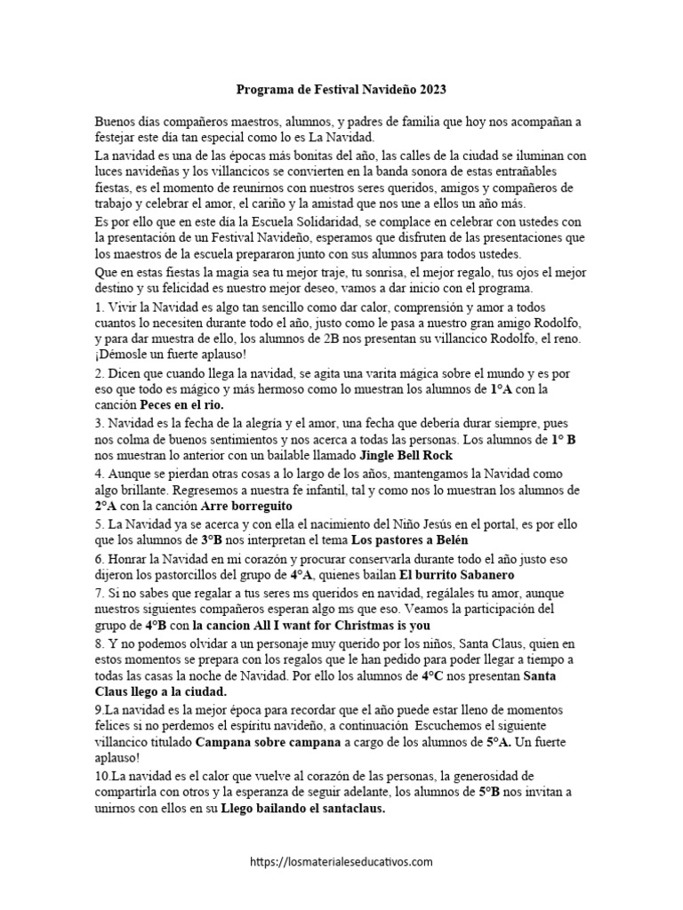 Programa Navideño | PDF | Navidad | Villancicos