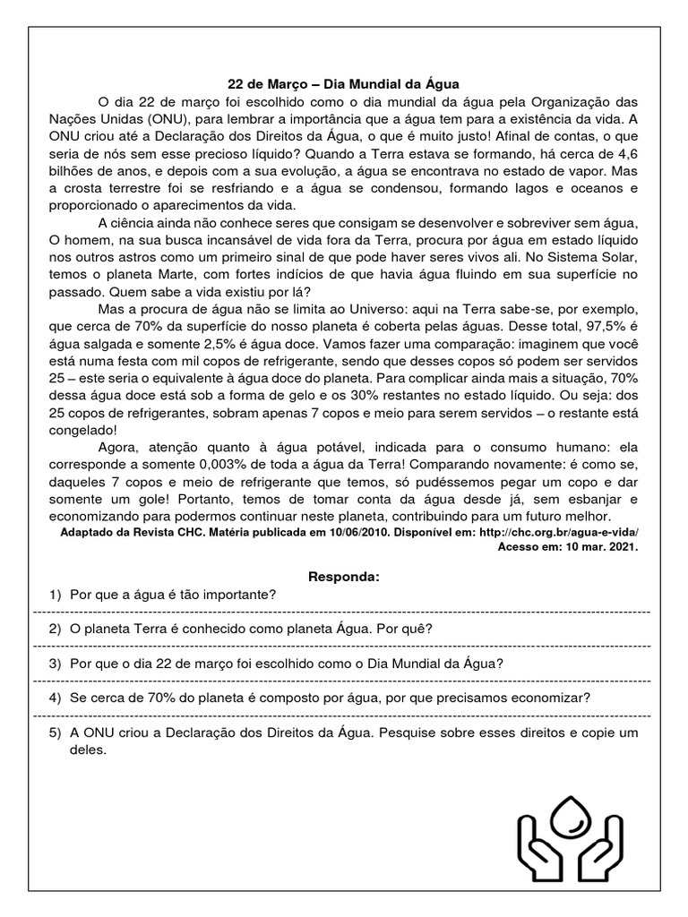 Importância da Água no Planeta Terra | PDF | Água | Terra