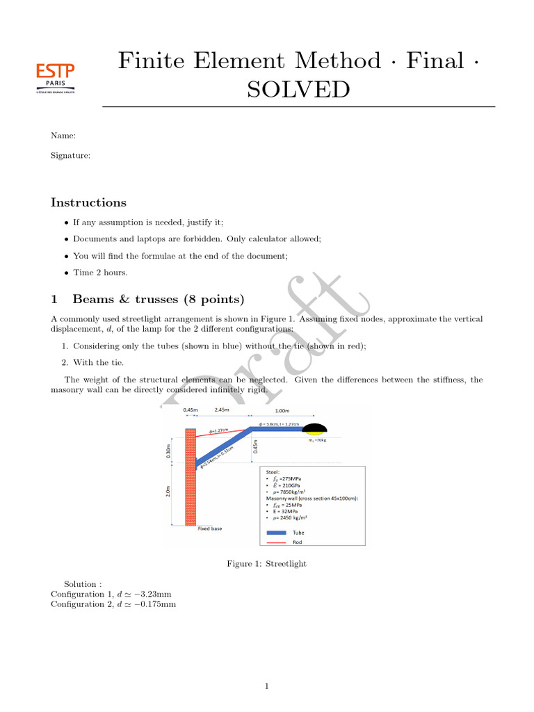 FEM EXAM Draft 230311 140045 | PDF | Mechanical Engineering | Mechanics