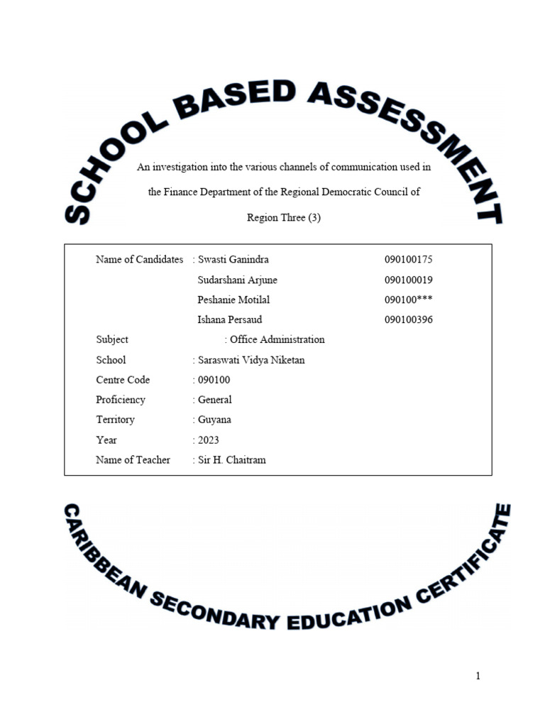 Oa Sba - Final V3 | Download Free PDF | Communication | Questionnaire